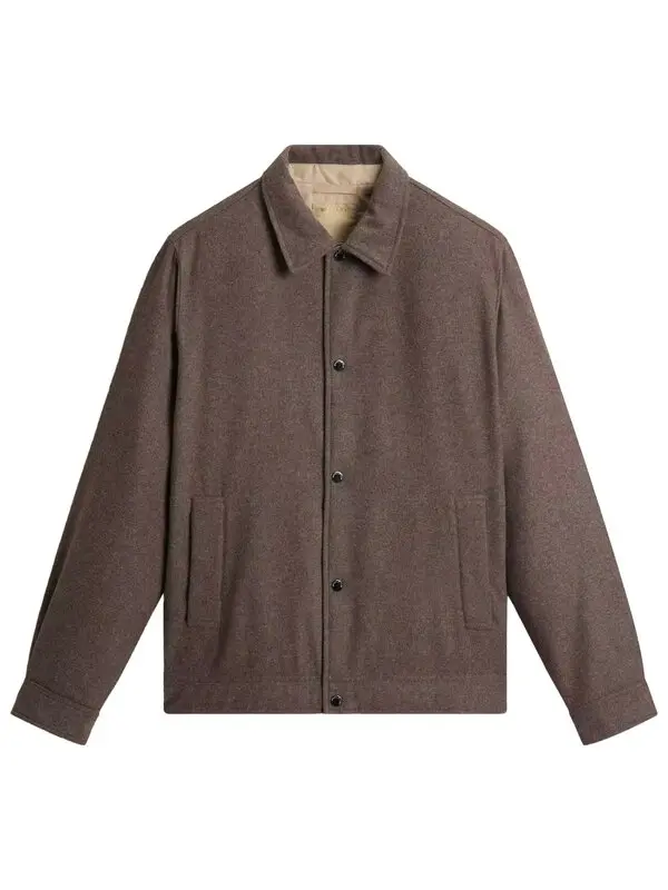 Woolrich Removable Logo-tab Wool Snap Shirt Jacket With Adjustable Cuffs & Waist