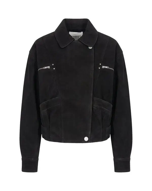 MARANT ETOILE Cropped Moto Jacket - Black