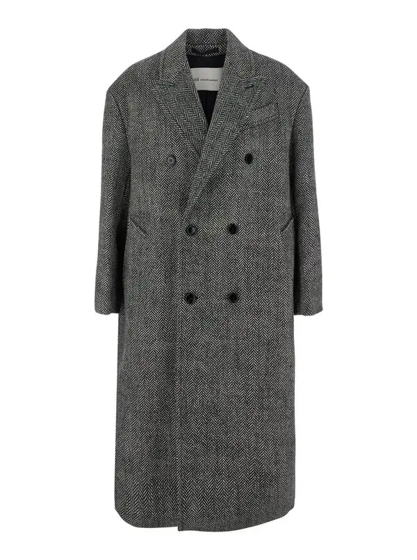 AMI Paris Long Double-breasted Wool Jacket With Classic Collar And Pockets
