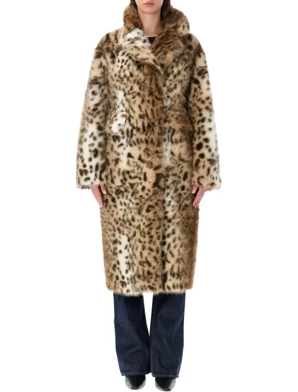 SWORD 6644 Printed Faux Fur Coat - Marrone