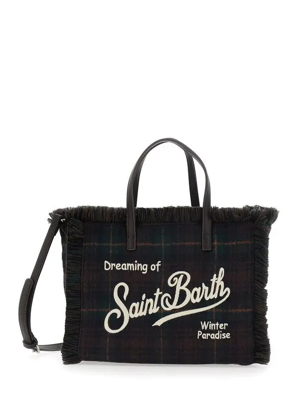 MC2 SAINT BARTH Mini Tartan Tech Fabric Shoulder Handbag With Zip Closure - Brown