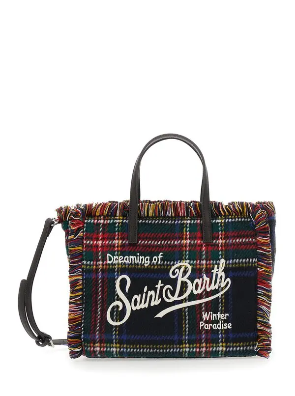 MC2 SAINT BARTH Tartan Mini Shoulder Handbag With Patch