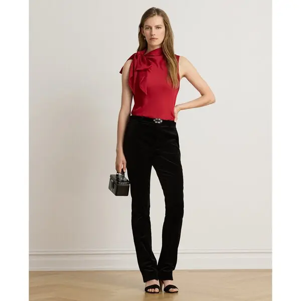 Ralph Lauren Tie-neck Charmeuse Sleeveless Blouse