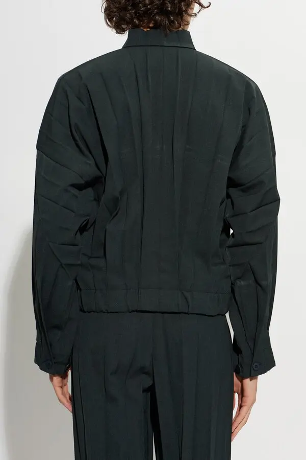 Issey Miyake Pleated Jacket With A Stand-up Collar