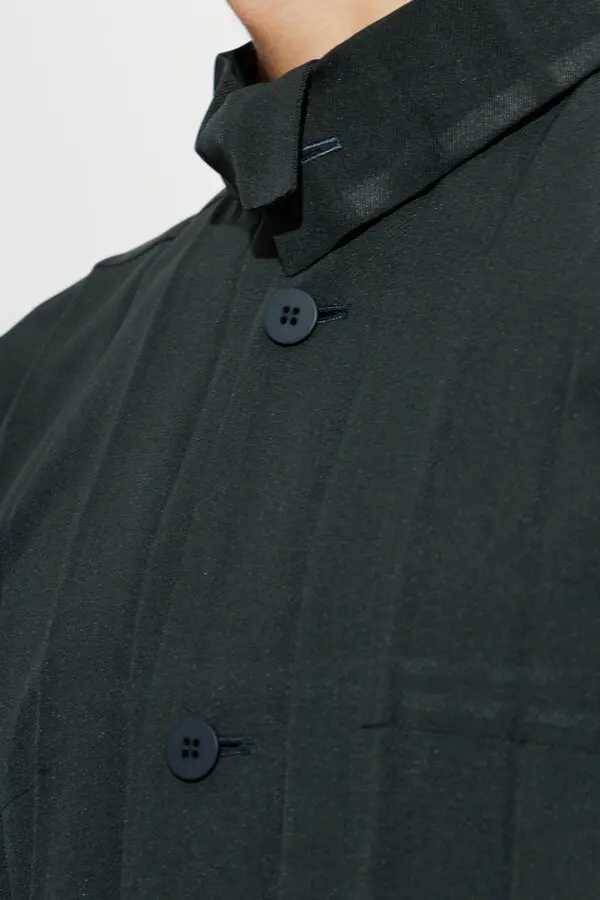 Issey Miyake Pleated Jacket With A Stand-up Collar