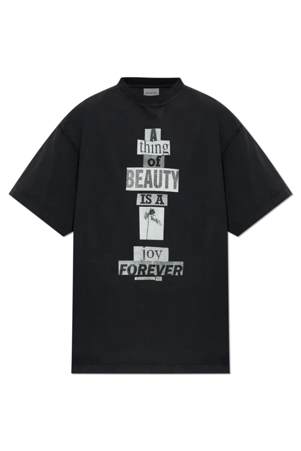 Balenciaga Printed Oversized T-shirt - Black