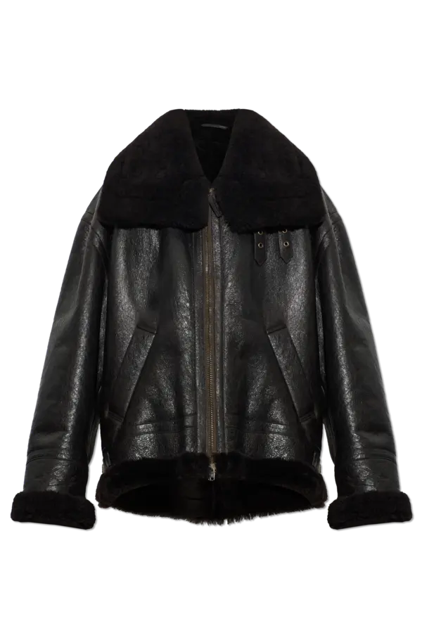 Balenciaga Aviator Shearling Jacket - Brown