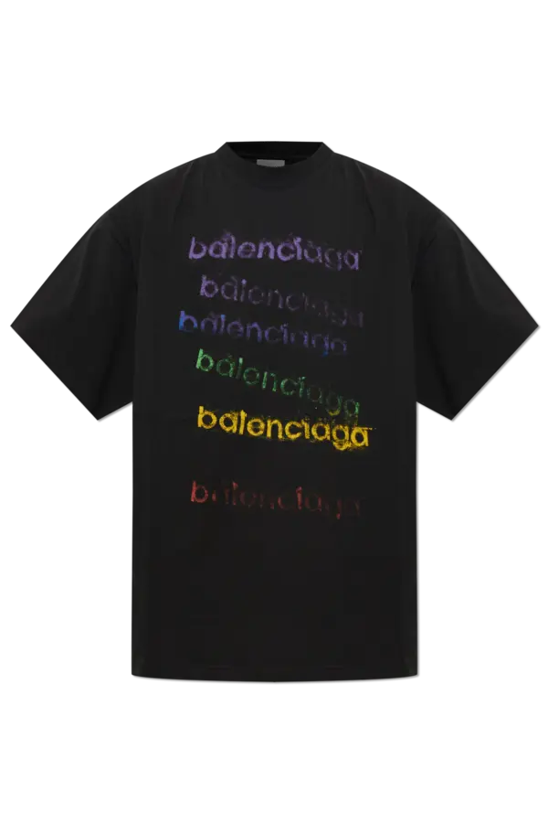 Balenciaga Oversize T-shirt With Logo - Black