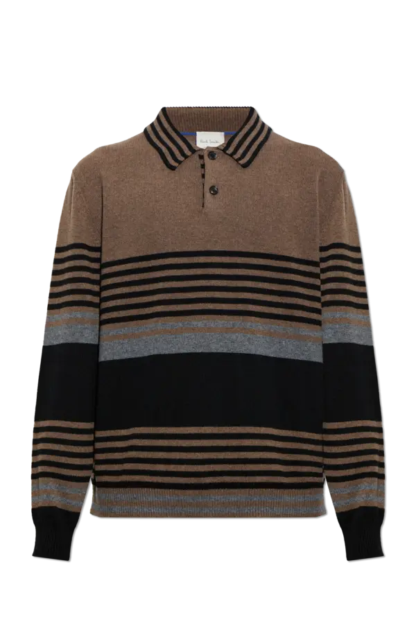 Paul Smith Cashmere Striped Polo Shirt - Brown