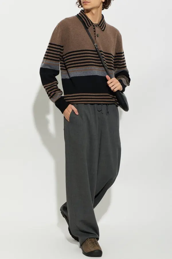 Paul Smith Cashmere Striped Polo Shirt - Brown
