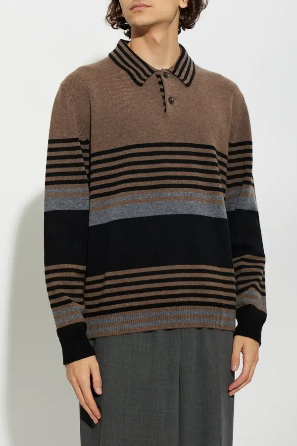 Paul Smith Cashmere Striped Polo Shirt - Brown