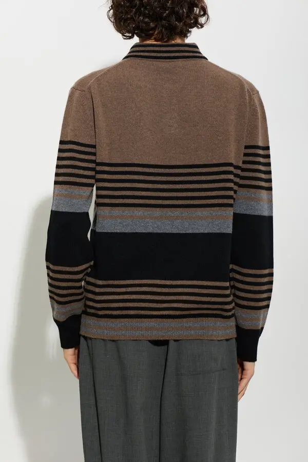 Paul Smith Cashmere Striped Polo Shirt - Brown