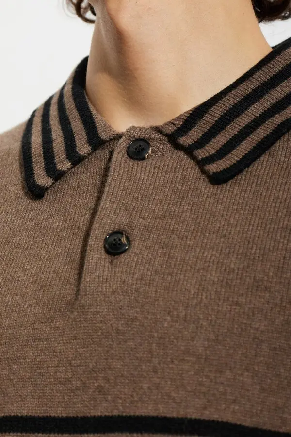 Paul Smith Cashmere Striped Polo Shirt - Brown