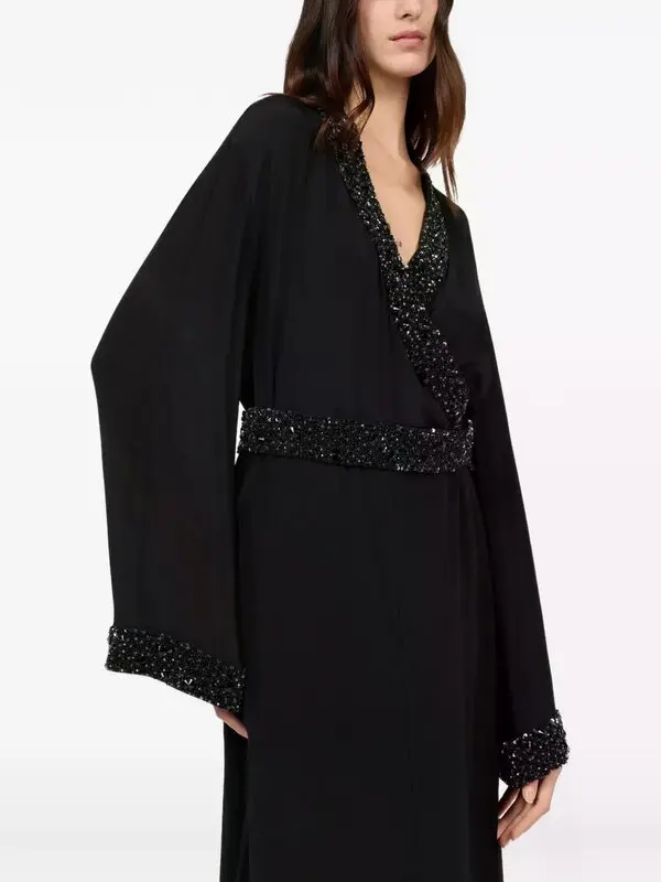 Roberto Cavalli Bead-embellished Wrap Maxi Dress