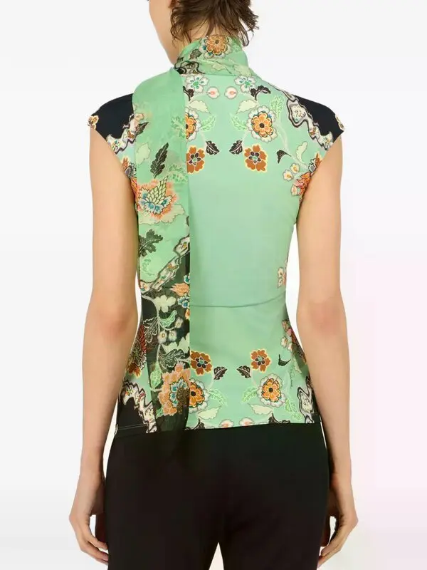 Roberto Cavalli Floral-print Tie-neck Blouse