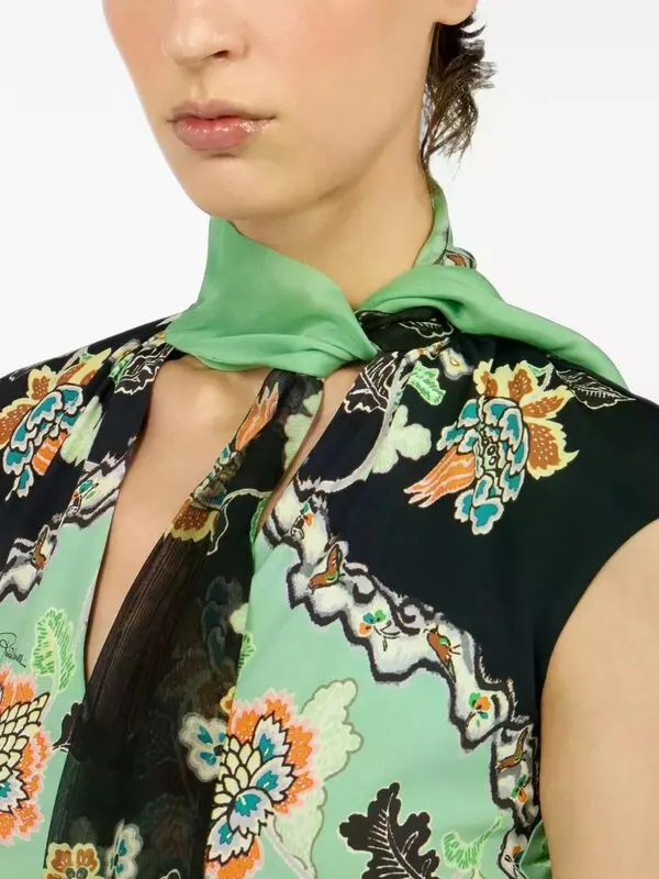 Roberto Cavalli Floral-print Tie-neck Blouse