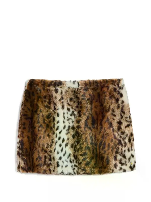 Apparis Pia Shaved Leopard Mini Skirt - Brown