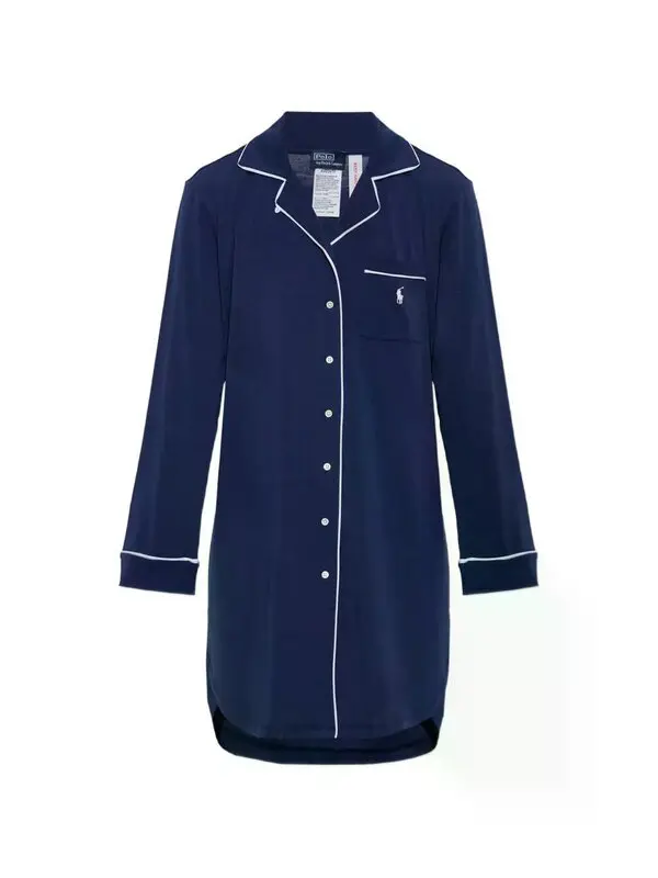 Polo Ralph Lauren Logo-embroidered Piped Nightdress - Blue