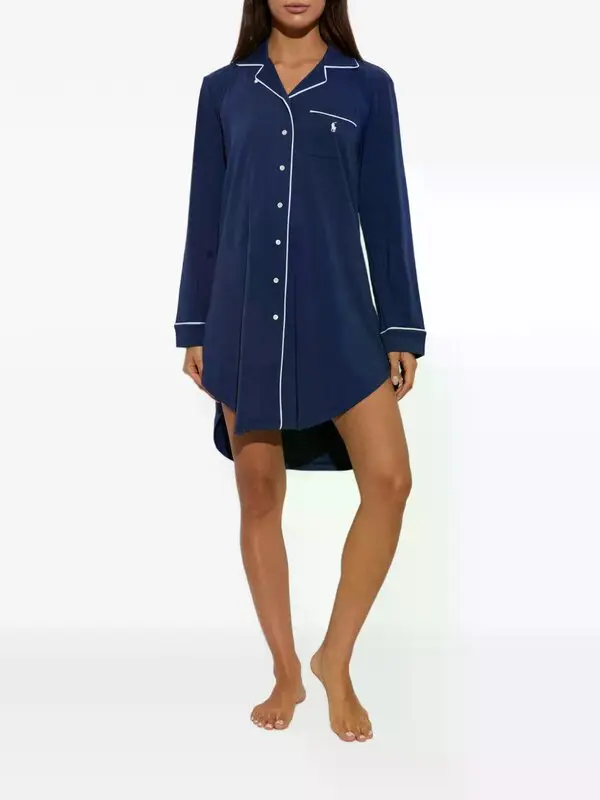 Polo Ralph Lauren Logo-embroidered Piped Nightdress