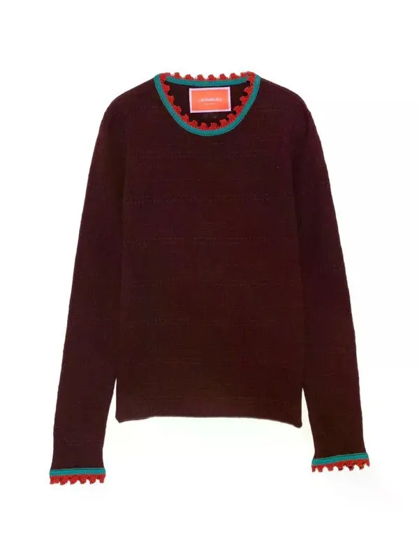 La DoubleJ Crochet-trim Textured-knit Sweater