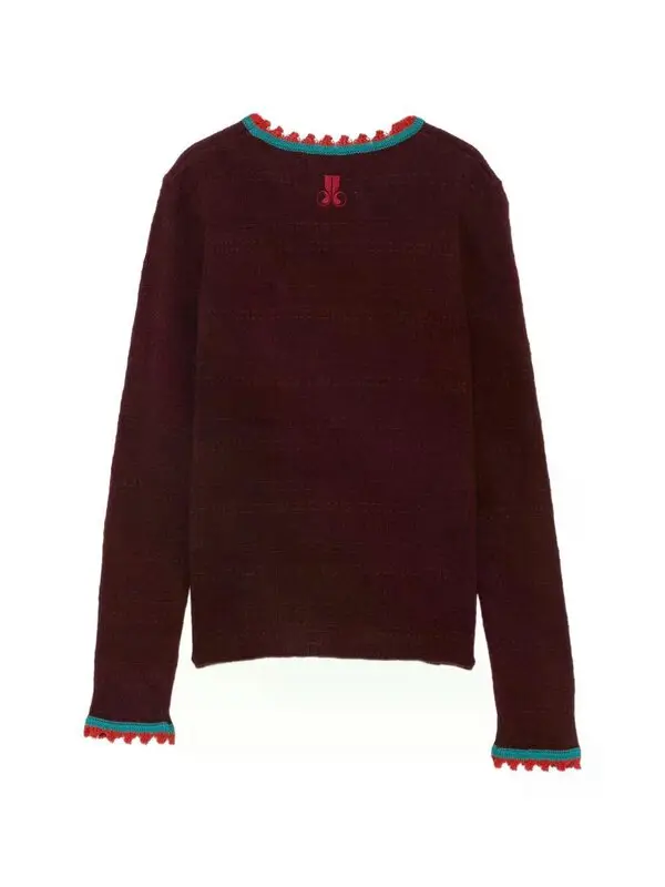 La DoubleJ Crochet-trim Textured-knit Sweater