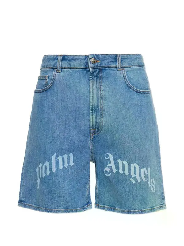 Palm Angels Logo-print Denim Shorts