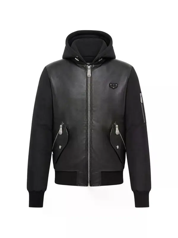 Philipp Plein Eco-leather Nylon Bomber Jacket
