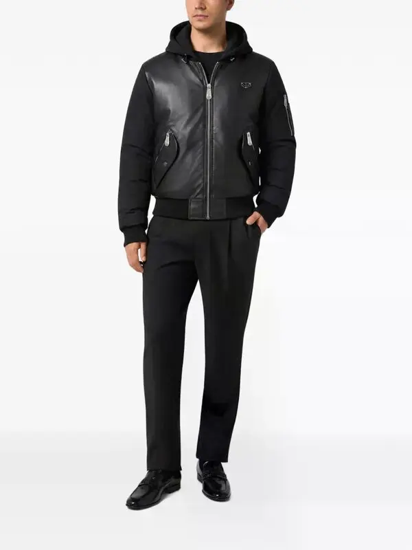 Philipp Plein Eco-leather Nylon Bomber Jacket
