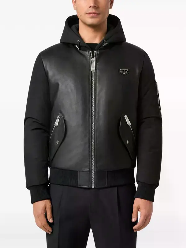 Philipp Plein Eco-leather Nylon Bomber Jacket