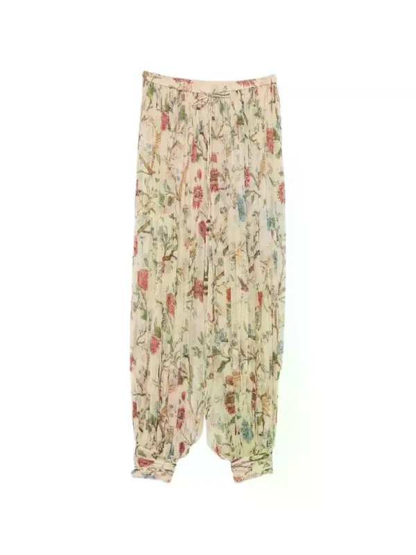 INTO THE EAST Floral-print Tapered Trousers - Neutrals