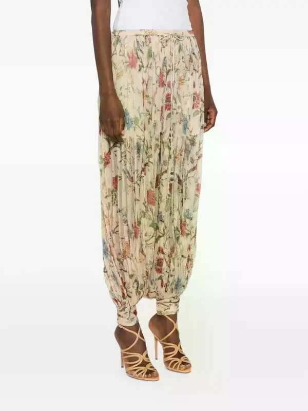 INTO THE EAST Floral-print Tapered Trousers - Neutrals