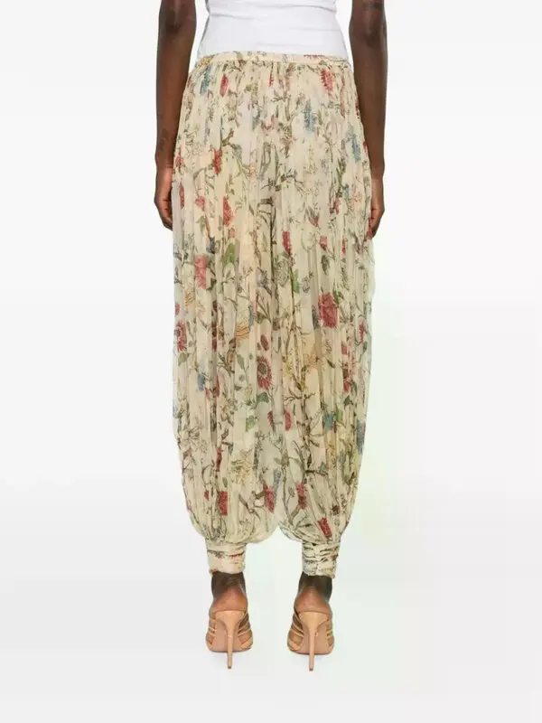 INTO THE EAST Floral-print Tapered Trousers - Neutrals