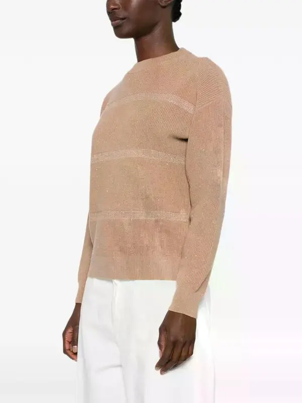 Peserico Ribbed-knit Striped Sweater - Neutrals
