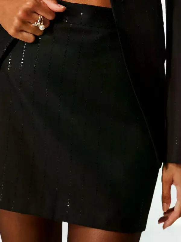 TWINSET Sequin Pinstripe Mini Skirt