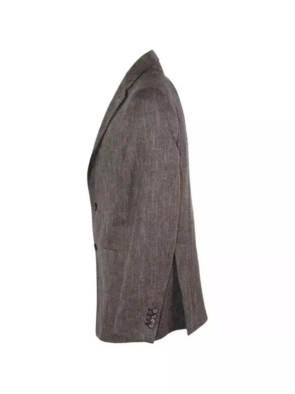 Tagliatore Herringbone Single-breasted Blazer - Brown