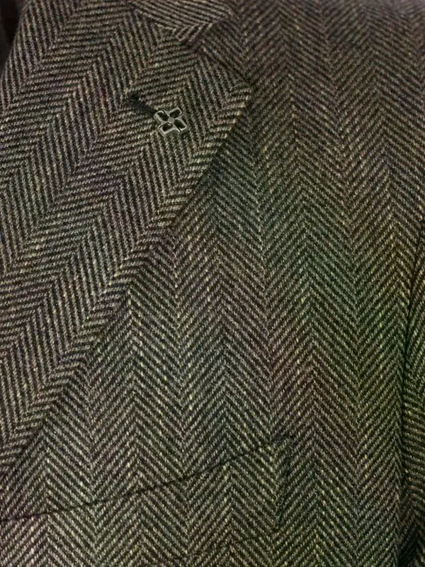 Tagliatore Herringbone Single-breasted Blazer - Brown
