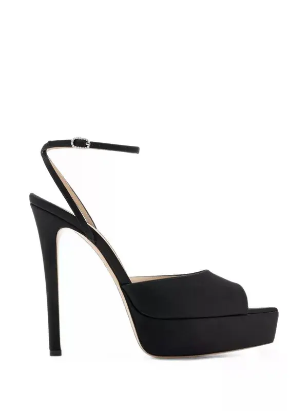 ANDREA WAZEN Loulou Crystal Platform Sandals - Black