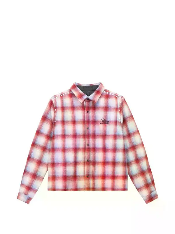 RtA Stud-embellished Plaid Shirt - Red