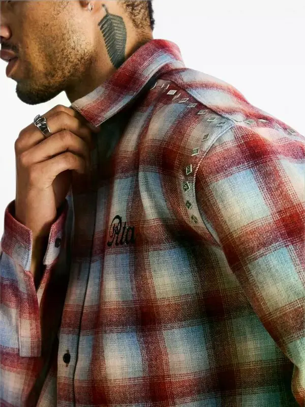 RtA Stud-embellished Plaid Shirt
