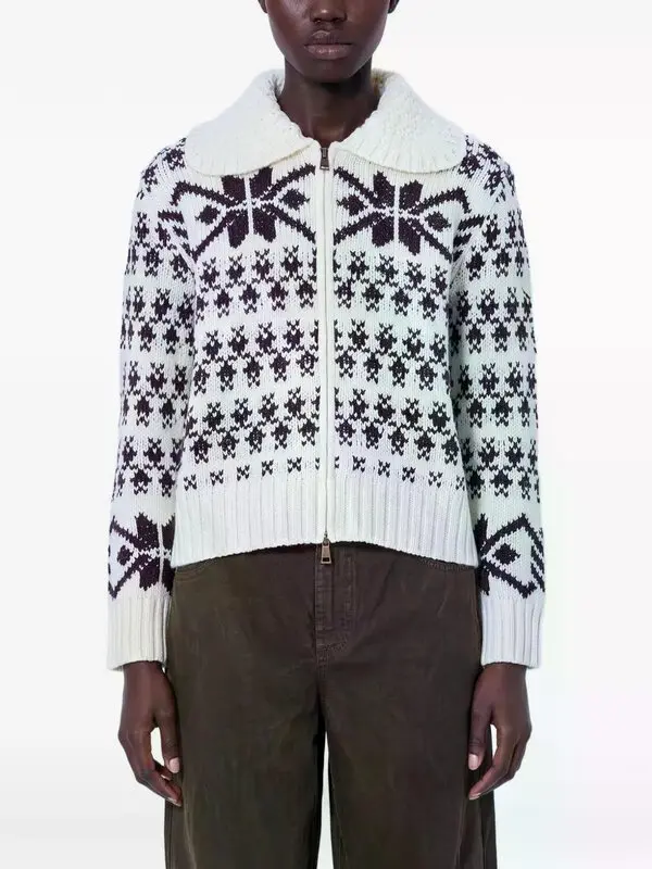 Moncler Shawl-collar Sequin-embellishment Cardigan - Neutrals