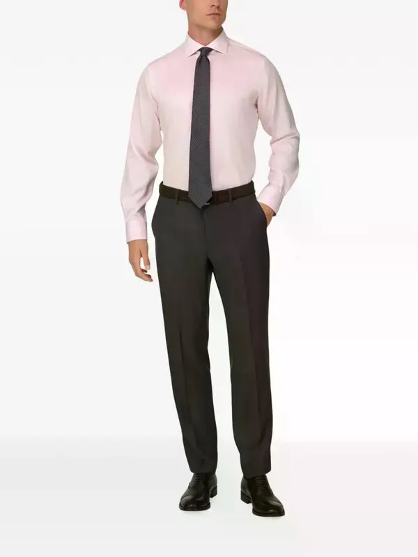 Boggi Milano Checked Cotton Non-iron Regular Fit Shirt - Pink