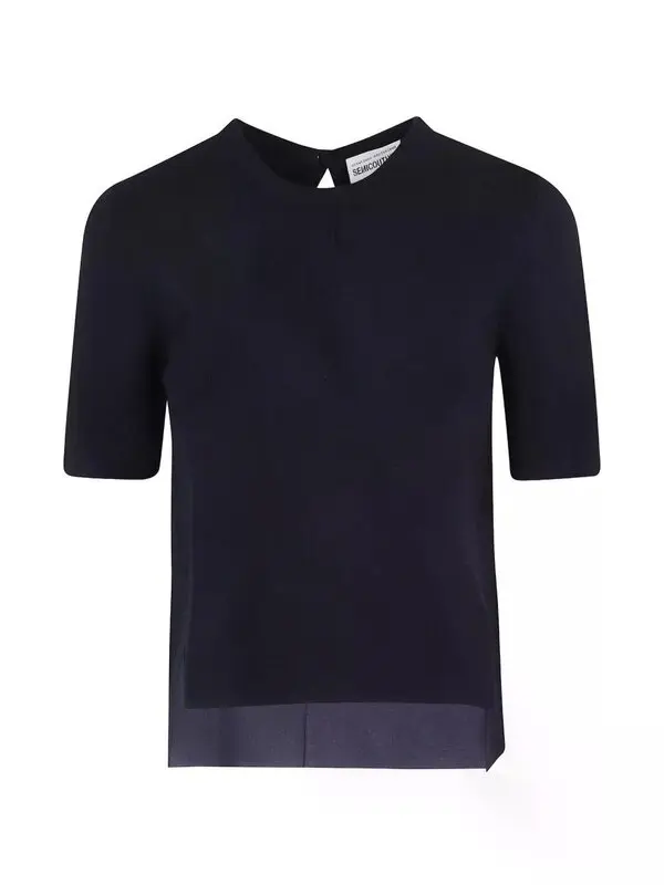 SEMICOUTURE Keyhole-back Short-sleeve Sweater