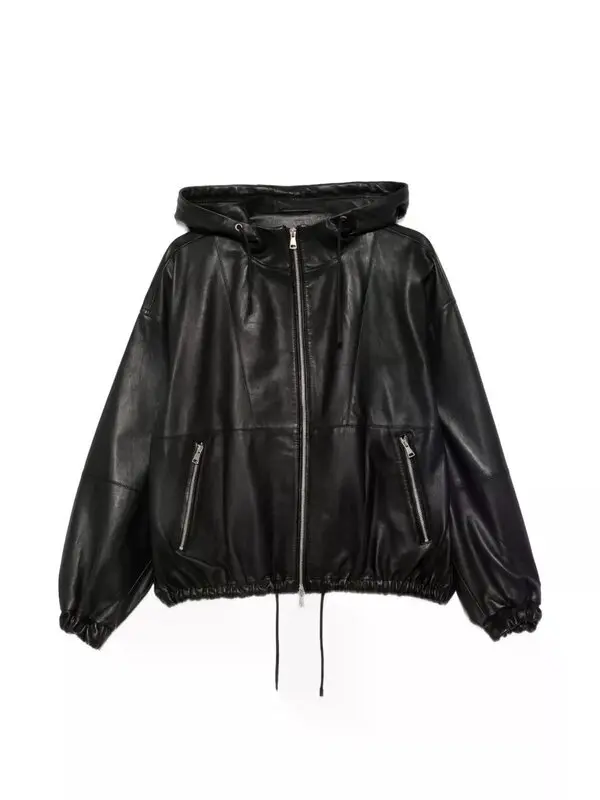 TELA Hooded Leather Jacket