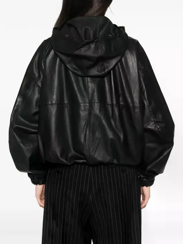 TELA Hooded Leather Jacket