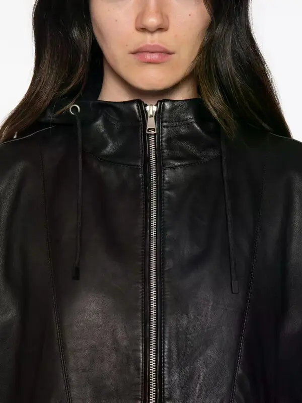 TELA Hooded Leather Jacket