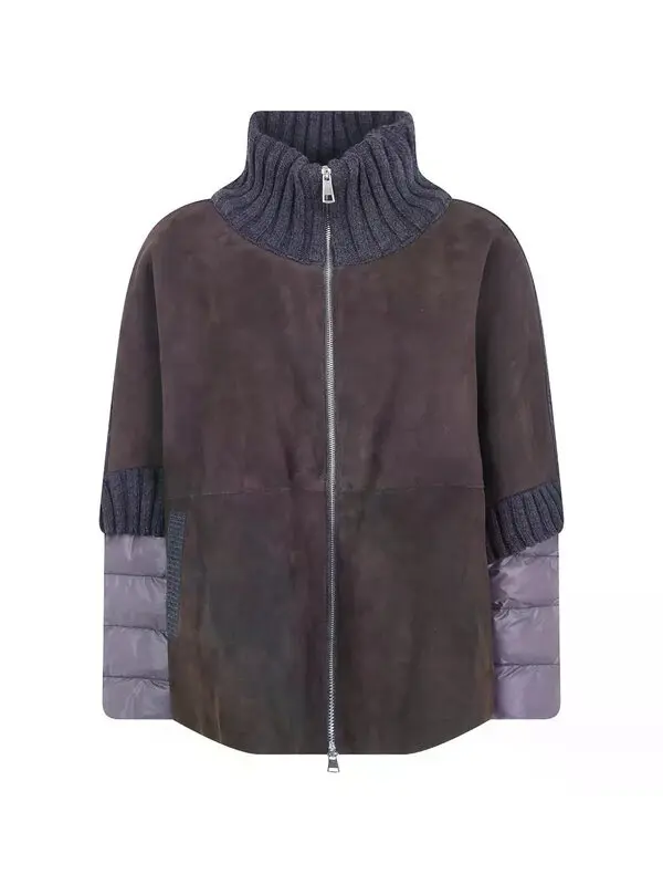 THE JACKIE LEATHERS Adele Panelled Suede Coat - Brown