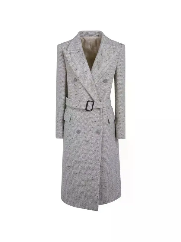 Tagliatore Jole C Herringbone Double-breasted Coat - Grey