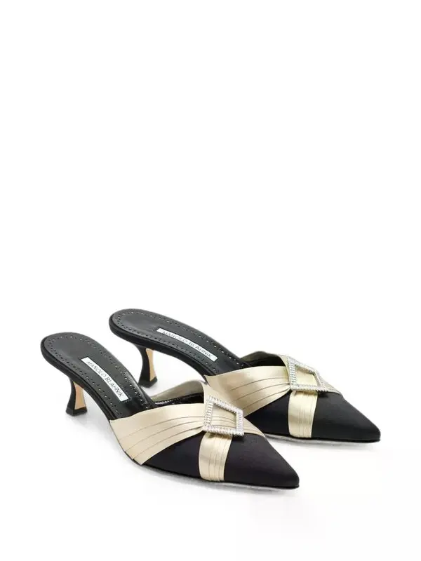 Manolo Blahnik Vieras Crystal-buckle Pleated Mules