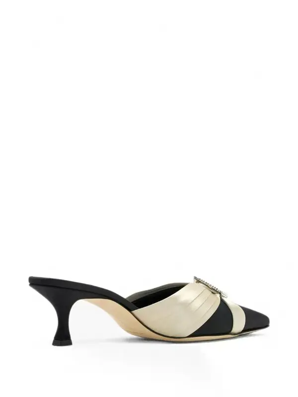 Manolo Blahnik Vieras Crystal-buckle Pleated Mules