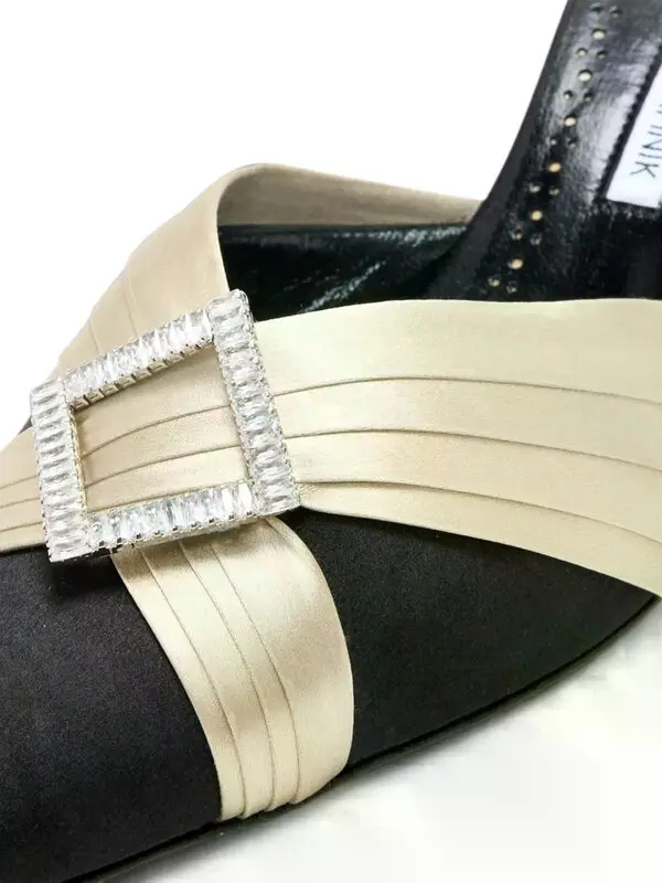 Manolo Blahnik Vieras Crystal-buckle Pleated Mules